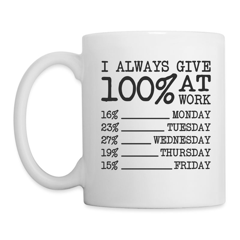I Always Give 100% at Work Coffee Mug (Work Humor) Color: One Size